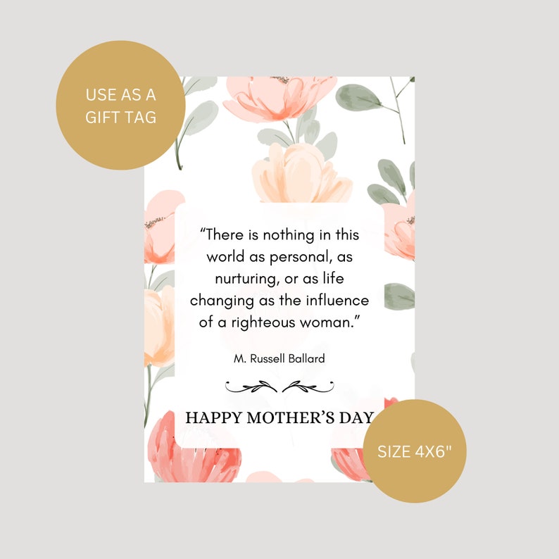 LDS Mothers Day Printable, Mothers Day Ministering Card, Mothers Day ...