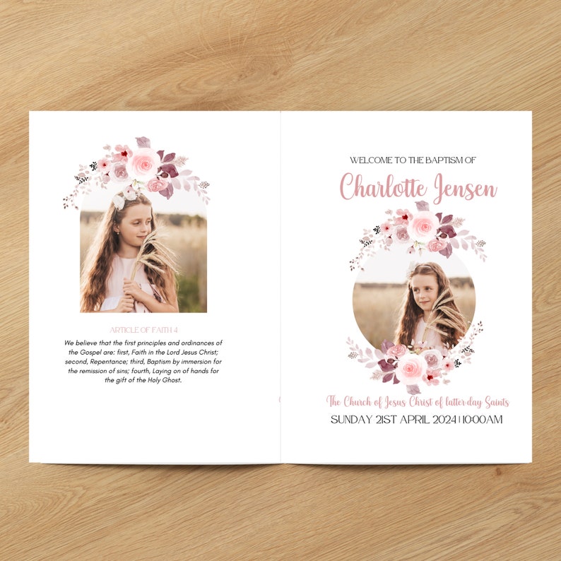 LDS Baptism Program Editable Template - Minimalistic Editable Template ...