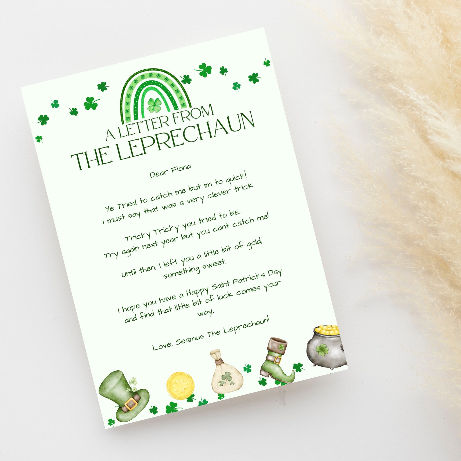 Leprechaun Letter Printable Template Editable Letter From Leprechaun ...
