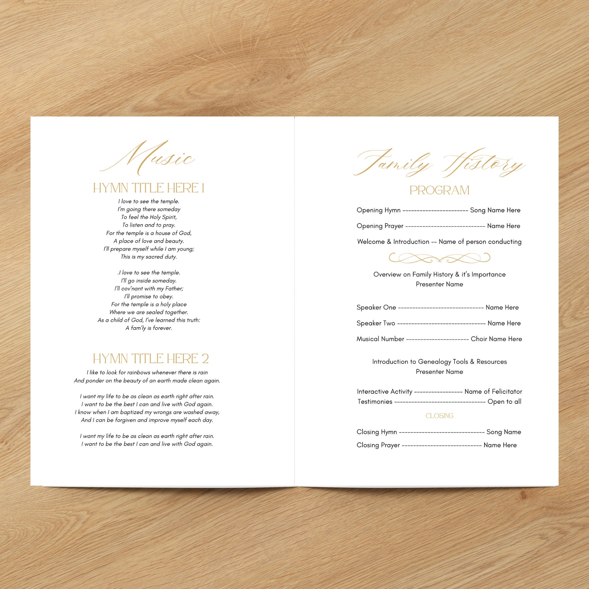 LDS Family History Fireside Program Editable Template - Minimal ...