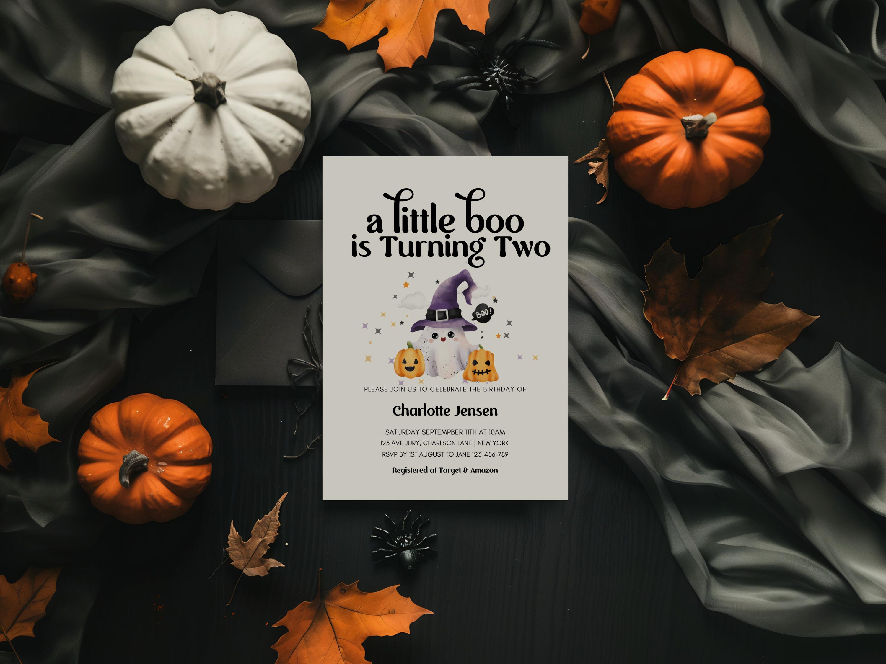 Little Boo Birthday Invitation, a Little Boo is Turning Two, Editable ...