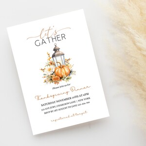 Thanksgiving Dinner Invitation Template Autumn Gathering Editable Fall ...