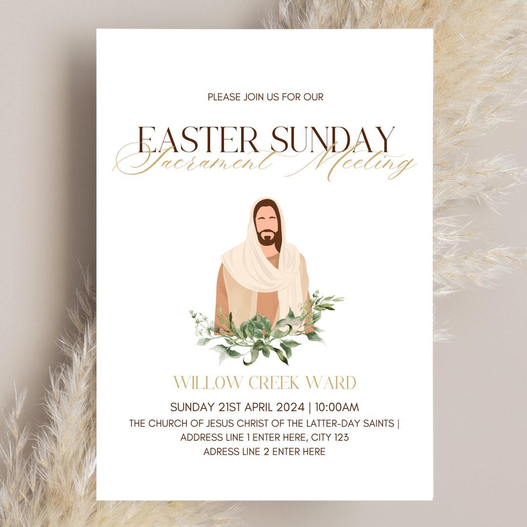 LDS Easter Sunday Sacrament Invitation Template - Minimalistic, He is ...