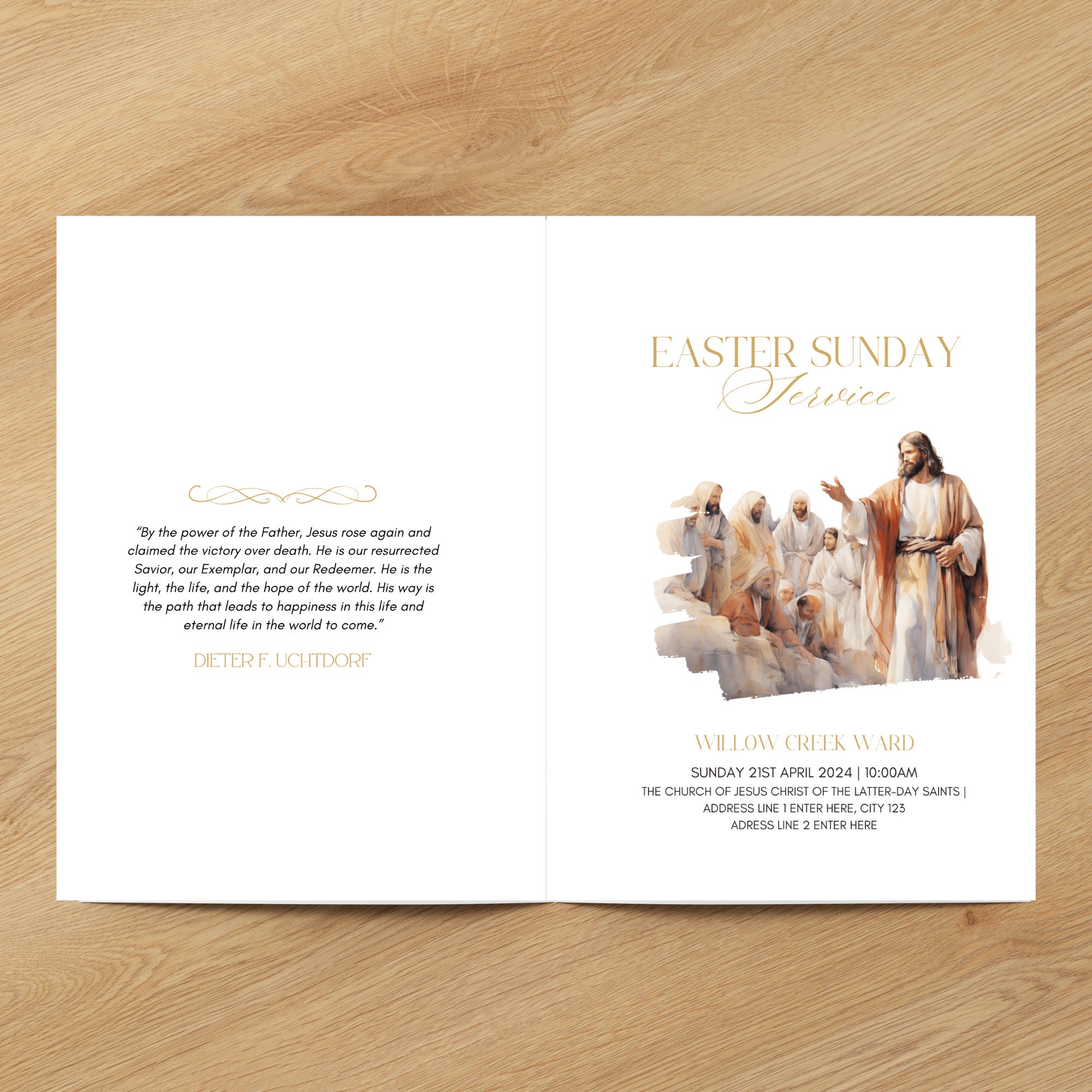 LDS Easter Service Program Editable Template - Minimal Editable ...