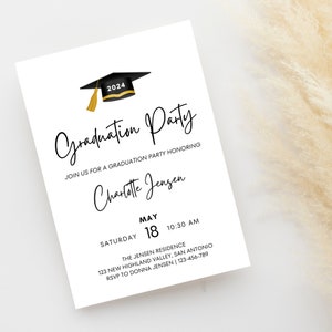 Minimalist Graduation Party Invitation Senior Announcement, Grad ...
