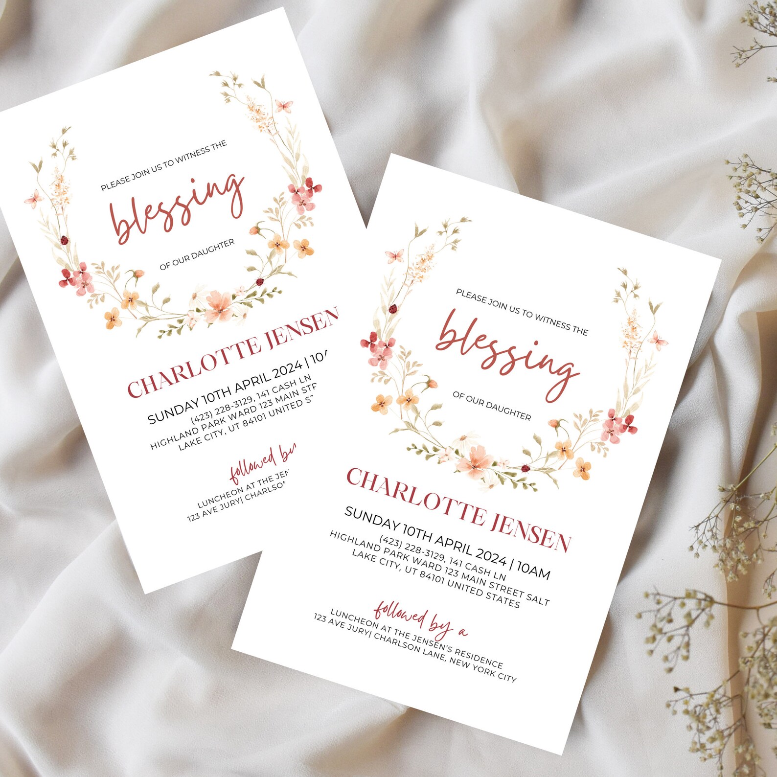 LDS Baby Blessing Invitation | Minimalistic Christening Invite Template ...