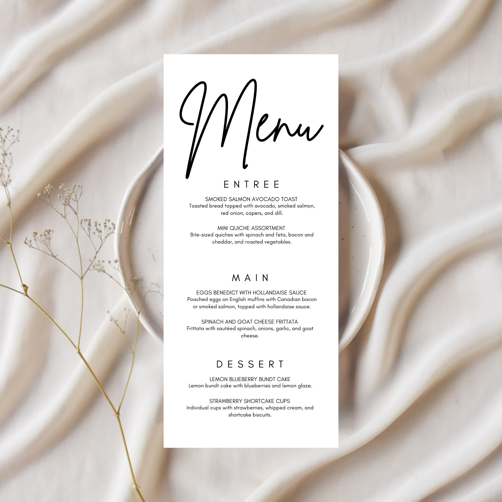 Minimalist Menu Template, Minimalist Brunch Menu, Dinner, Brunch, Lunch ...