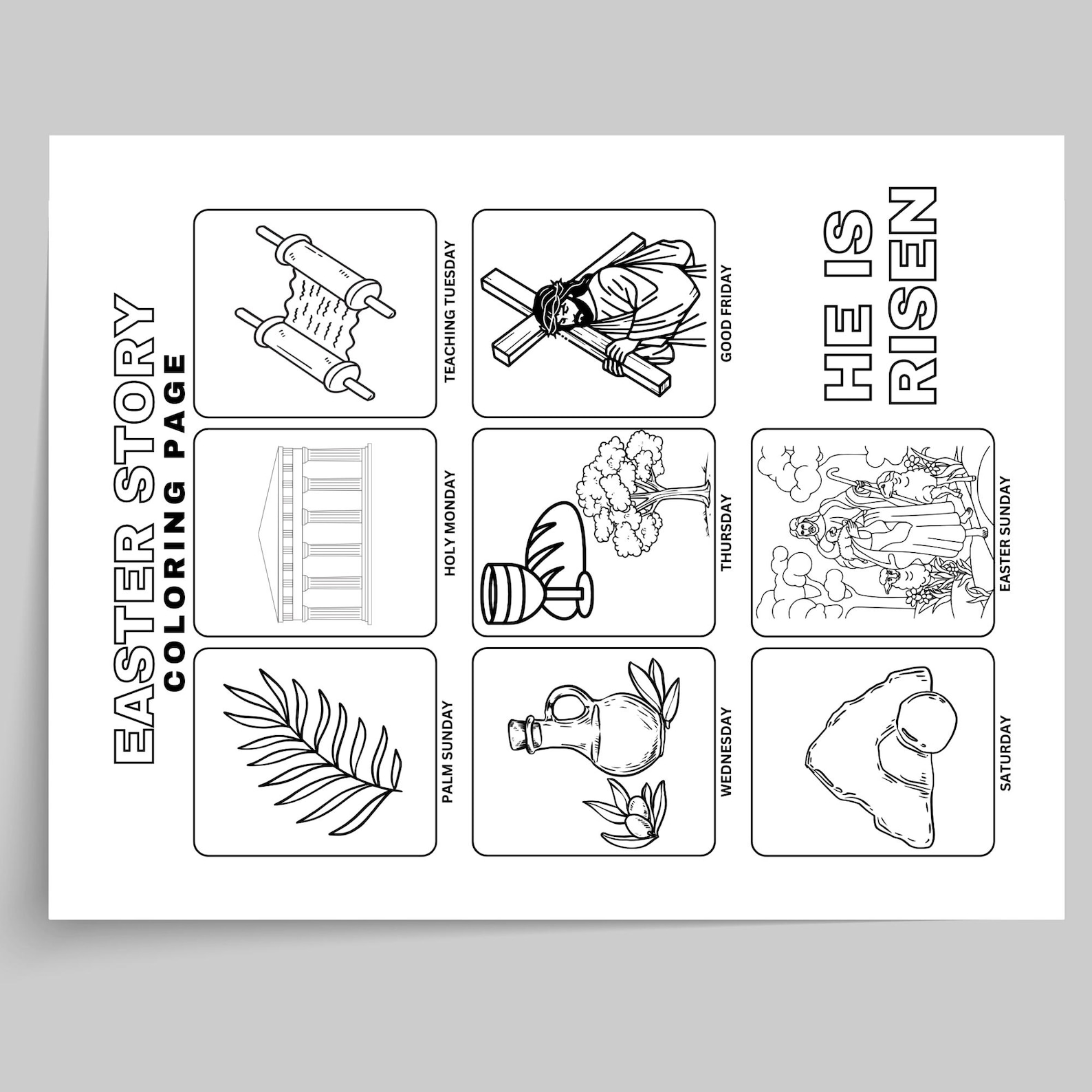 LDS Easter Story Worksheet, Primary LDS Easter Coloring Page, He is ...