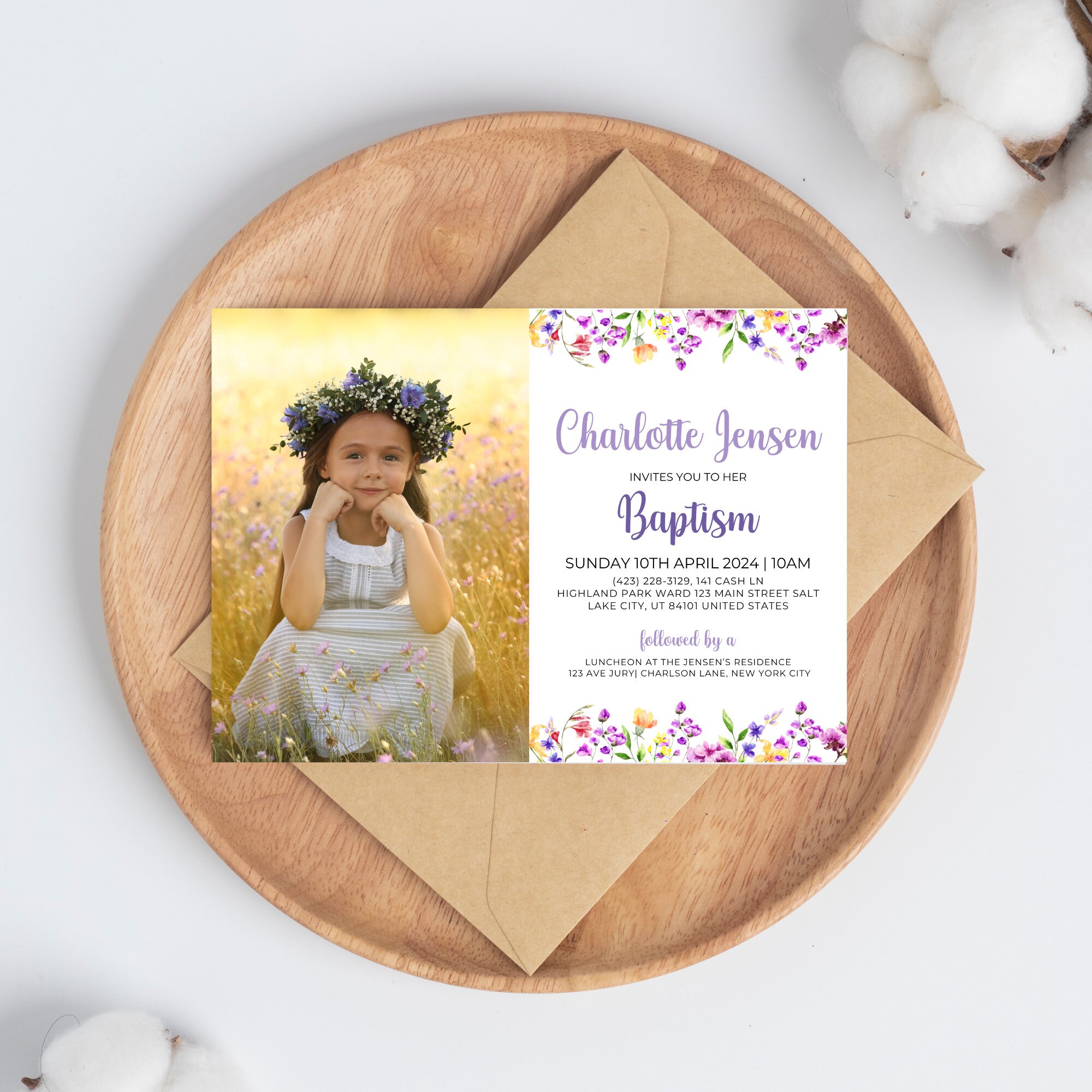 LDS Baptism Invitation Editable Template Lds Baptism Invite, Baptism ...