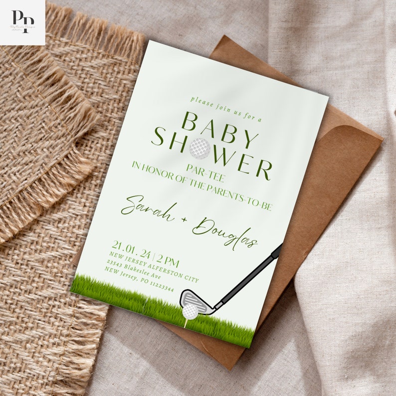 Golf Themed Baby Shower Invitation Set - Thank You, Books for Baby and ...