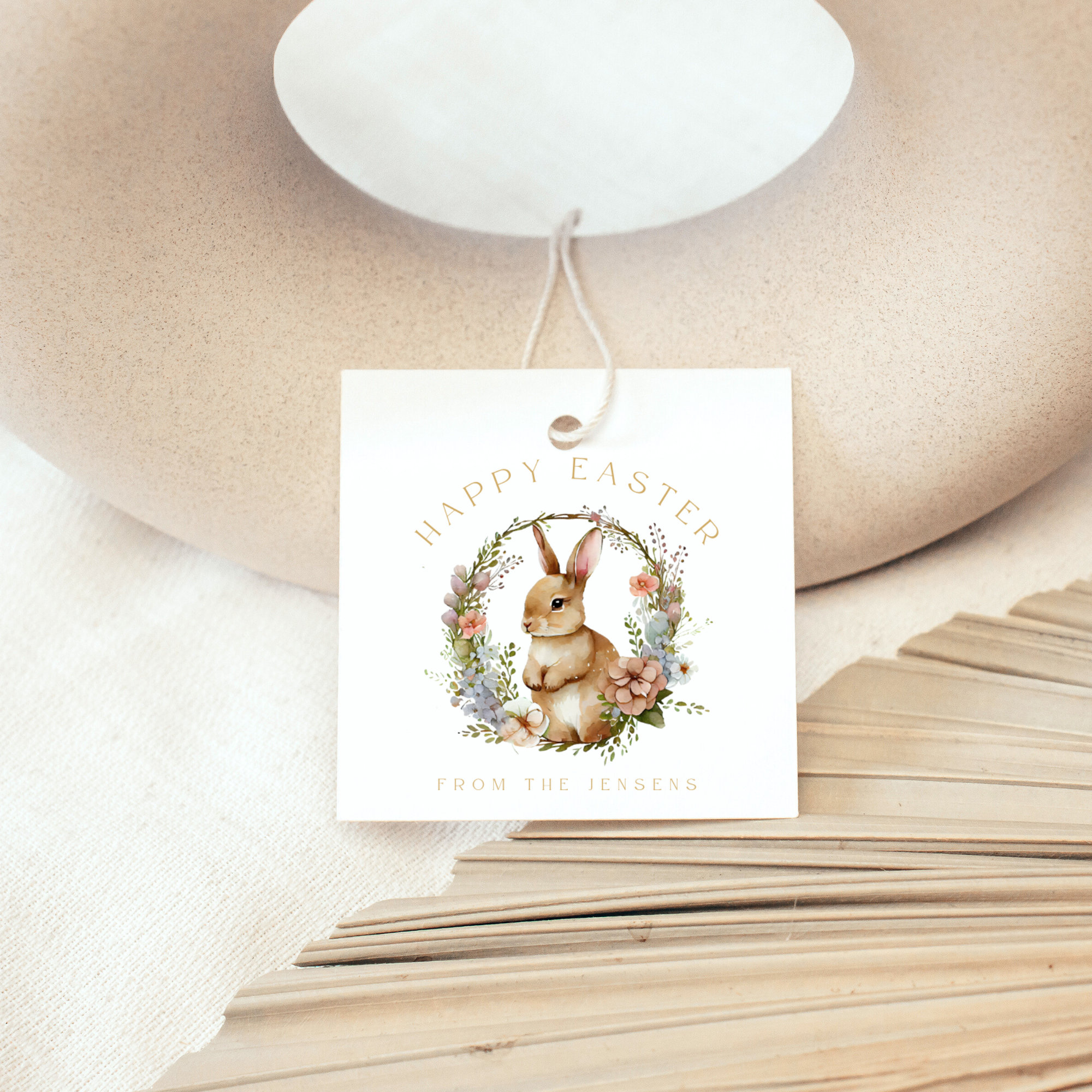 Minimalistic Easter Gift Tag Template - Easter Gift Tag, Treat Bag Tag ...