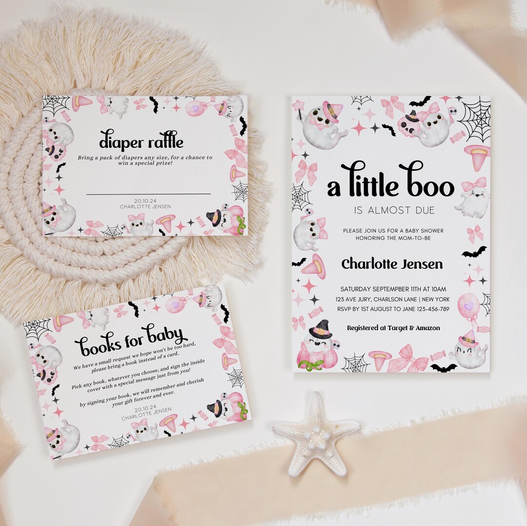 Little Boo Halloween Baby Shower Invitation Set, a Little Boo is Almost ...