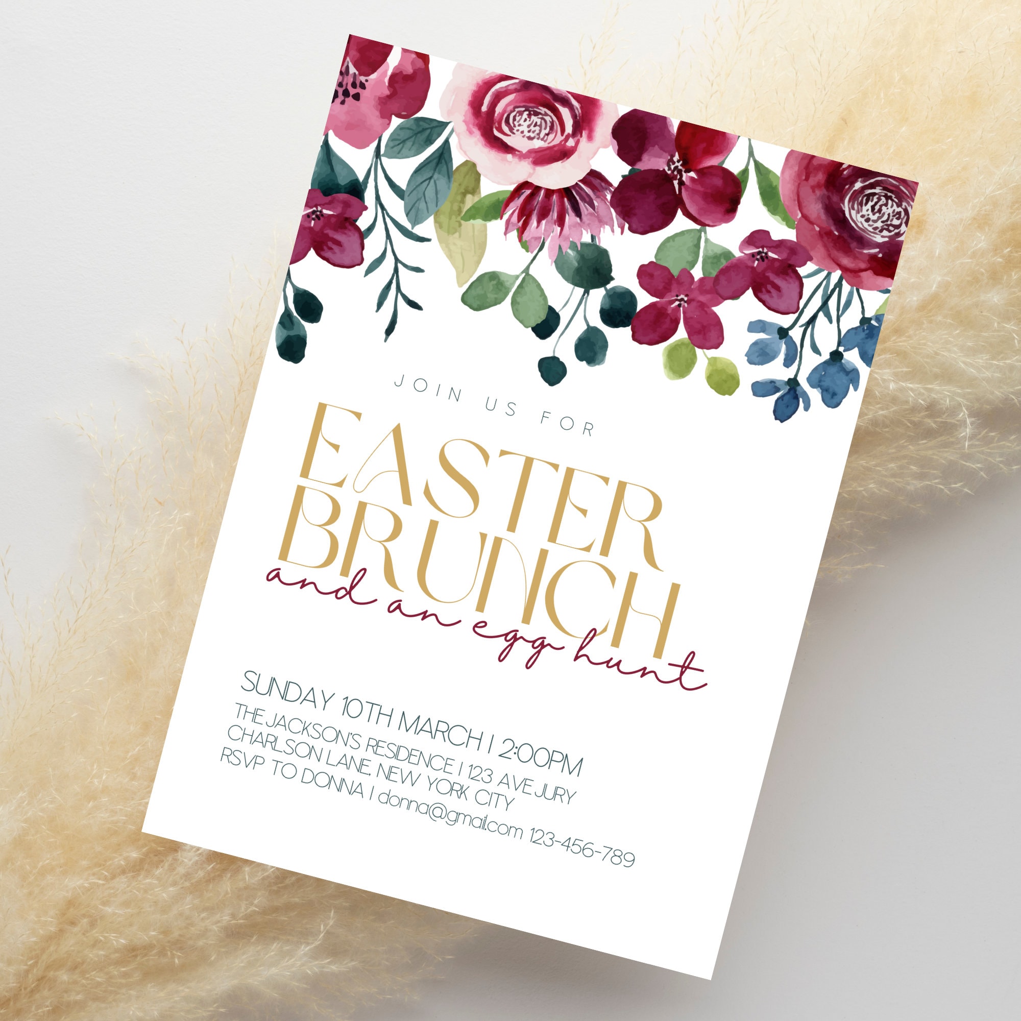 Easter Brunch Invitation Template - Easter Holiday Brunch and Egg Hunt ...