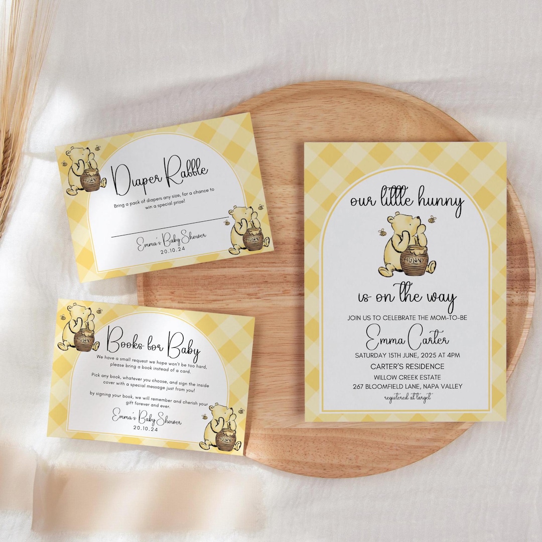 Winnie the Pooh Baby Shower Invitation Suite, Editable Winnie the Pooh ...