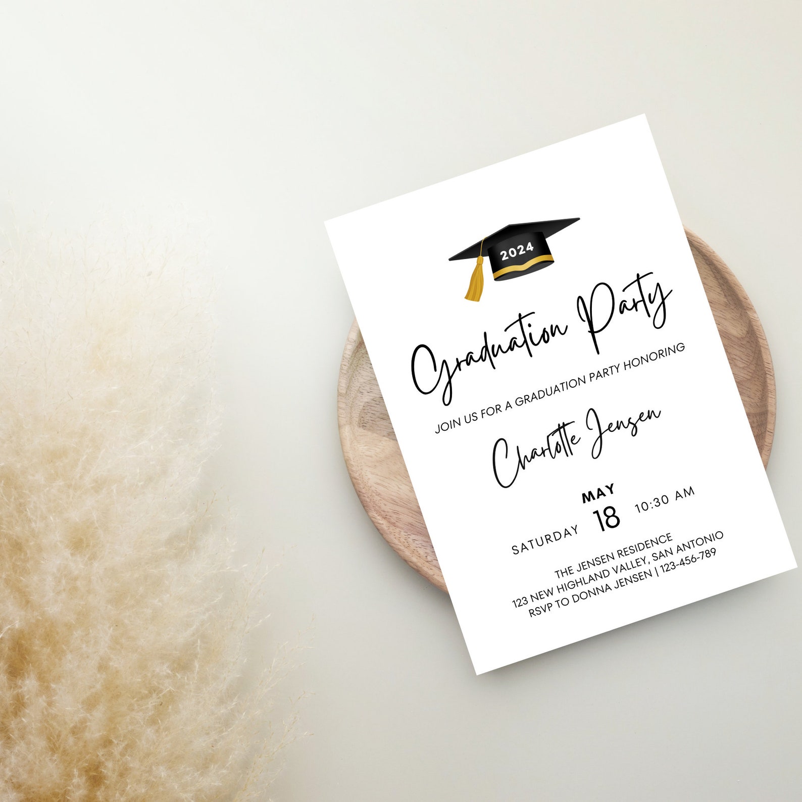 Minimalist Graduation Party Invitation - Senior Announcement, Grad ...