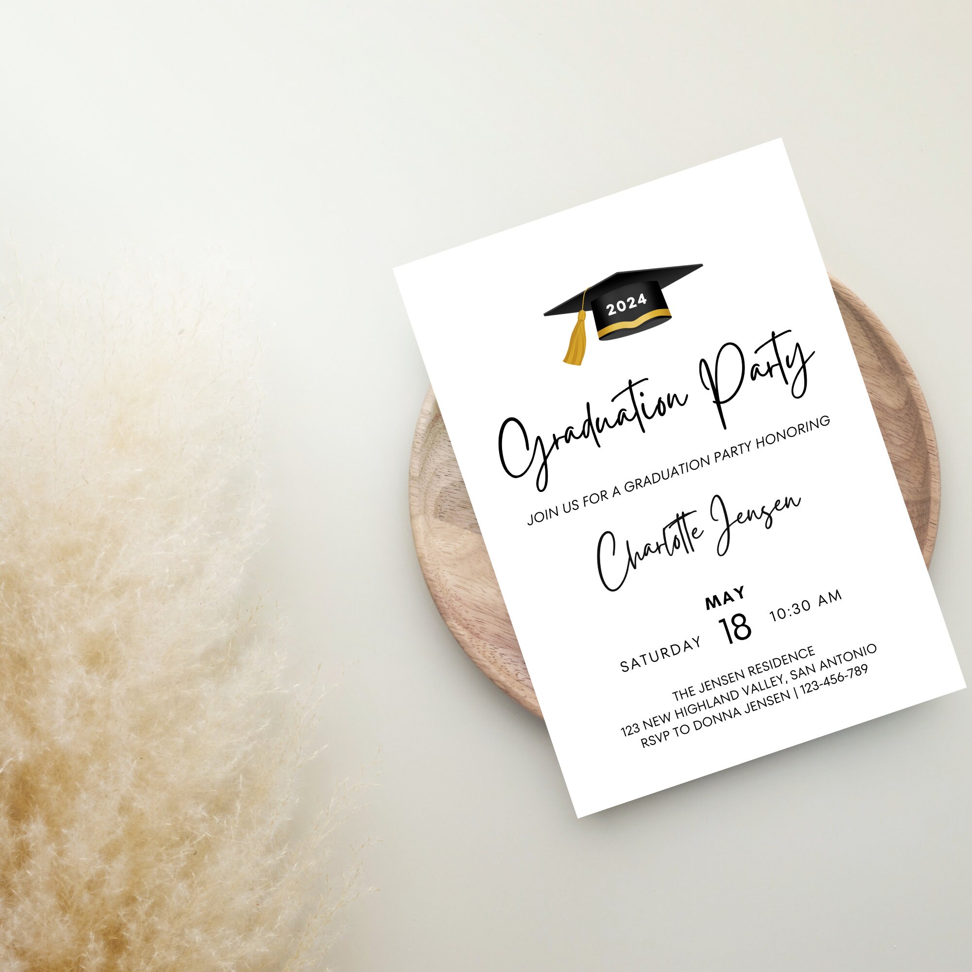 Minimalist Graduation Party Invitation - Senior Announcement, Grad ...