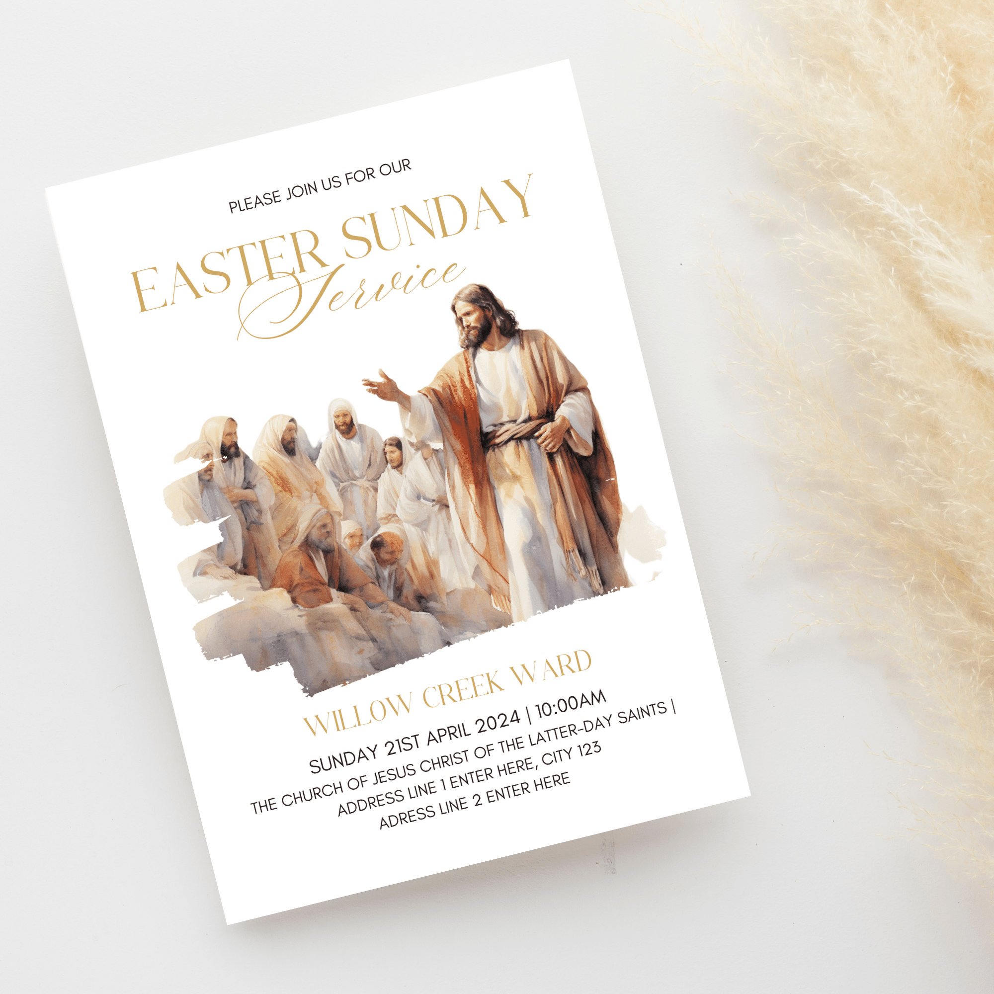 LDS Easter Sunday Service Invitation Template - Minimalistic, He is ...