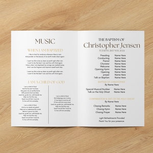 Minimalistic LDS Baptism Program Editable Template Instant Download ...