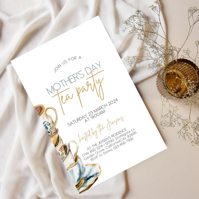 Mothers Day Tea Party Invitation Template, Brunch Invitation, Dinner ...