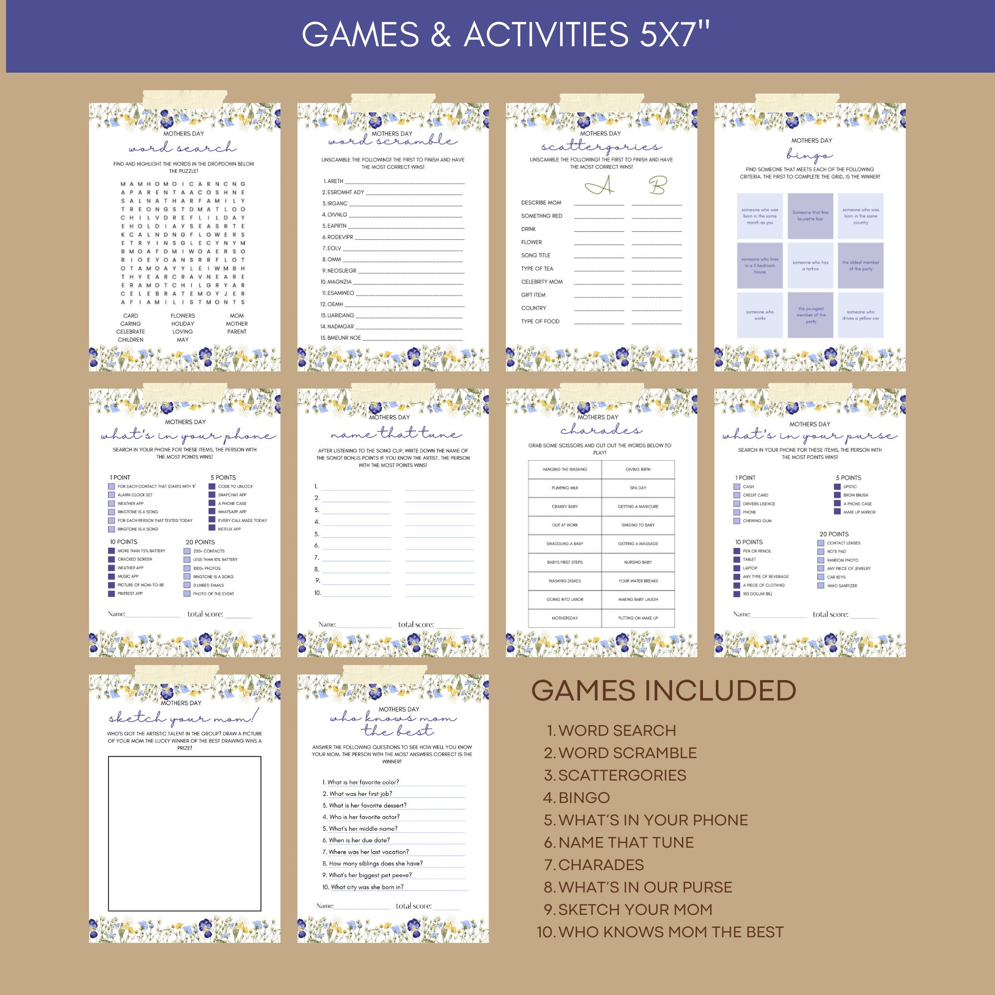 Mother's Day Games Bundle Templates Editable Games Bundle, Mothers Day ...