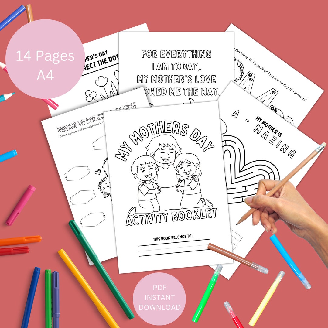 Instant Download Mother's Day Coloring and Activity Booklet for Kids - Etsy