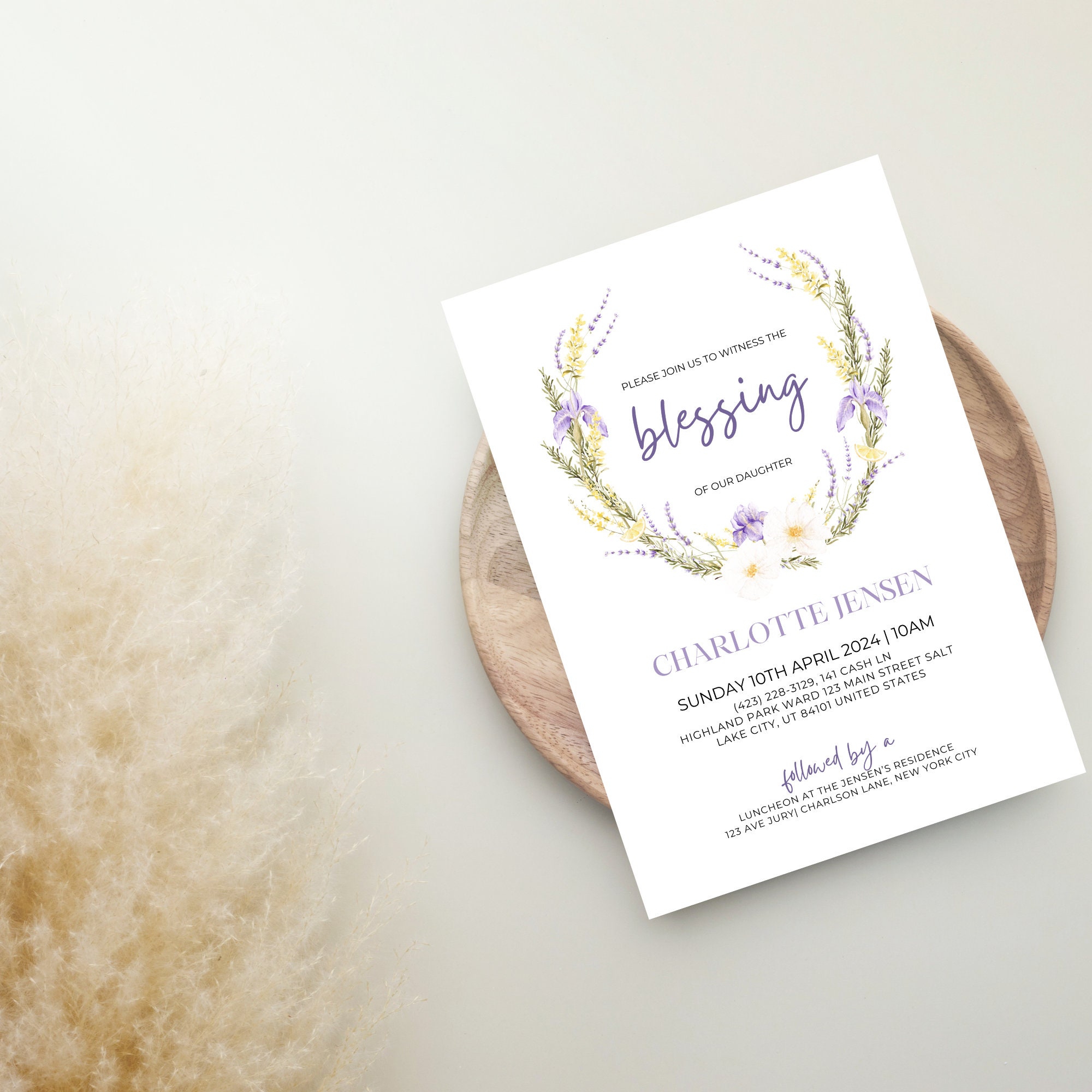 LDS Baby Blessing Invitation | Minimalistic Christening Invite Template ...