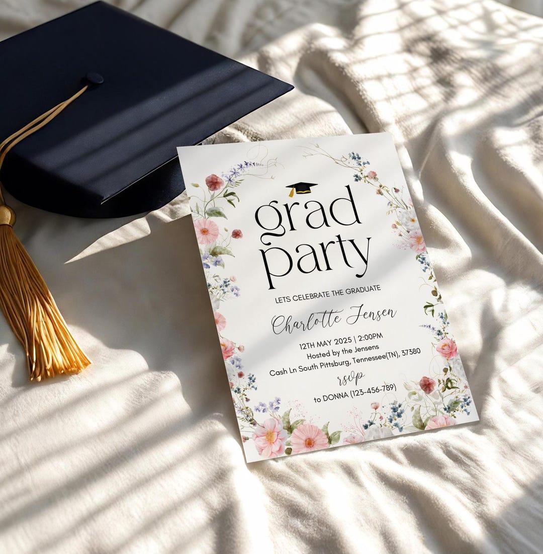 Wildflower Graduation Party Invitation - Senior Announcement, Grad ...