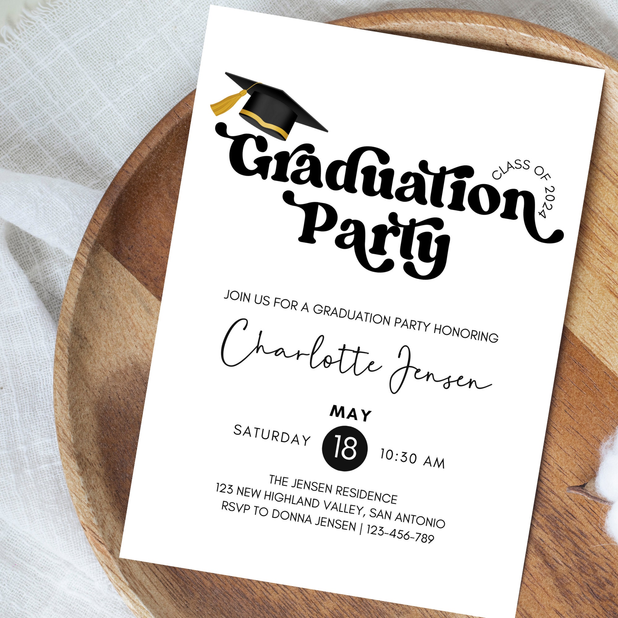 Minimalistic Graduation Party Invitation Senior Announcement, Grad ...