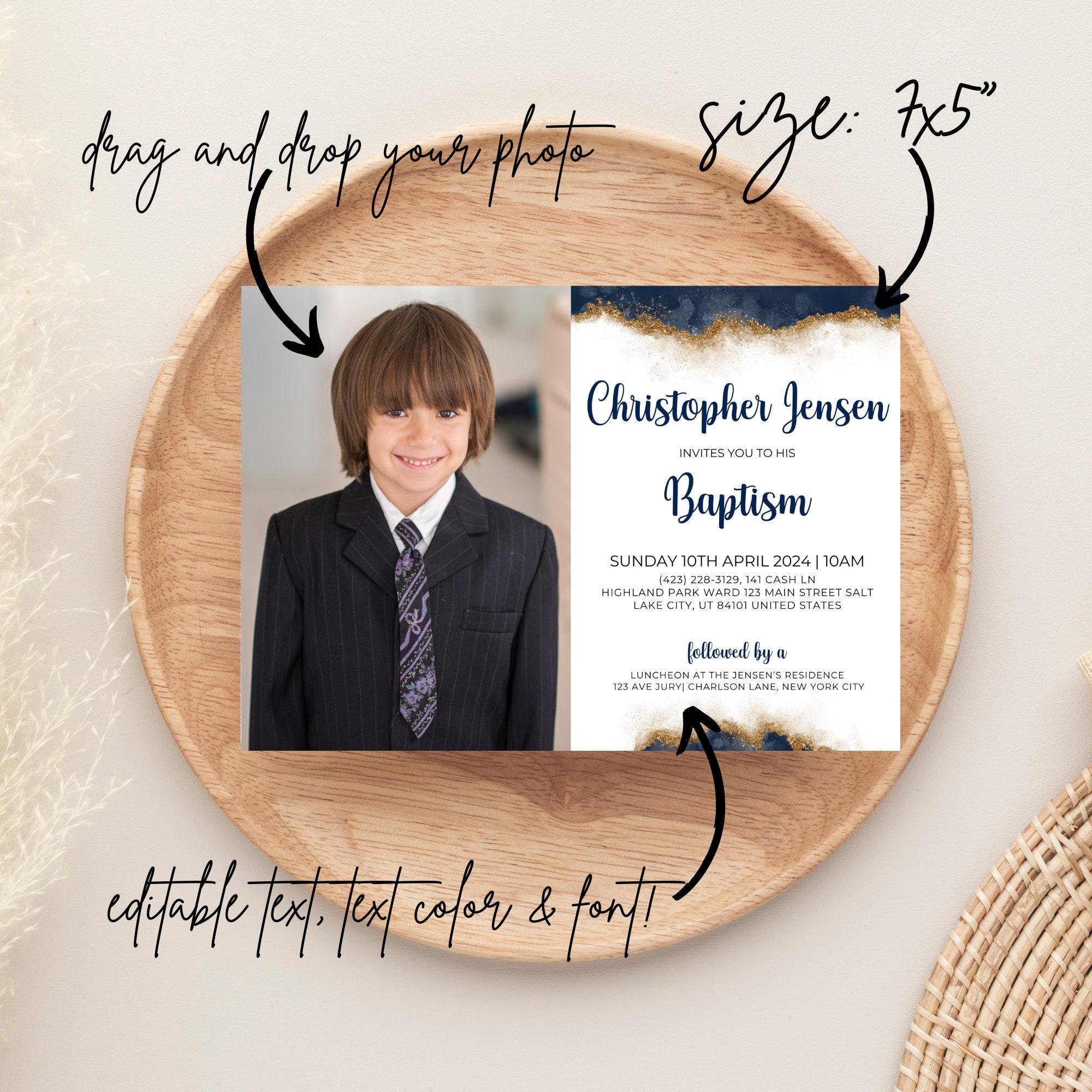 LDS Baptism Invitation Editable Template Lds Baptism Invite, Baptism ...