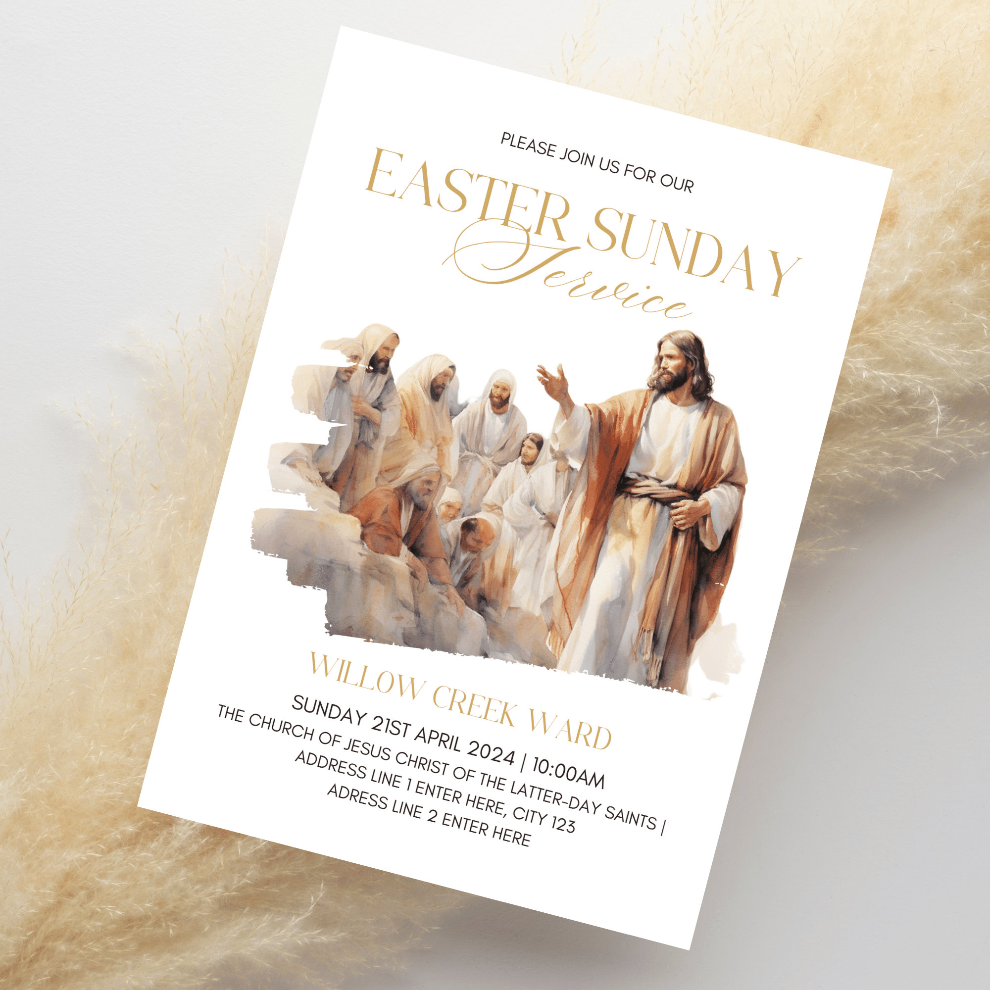 LDS Easter Sunday Service Invitation Template - Minimalistic, He is ...