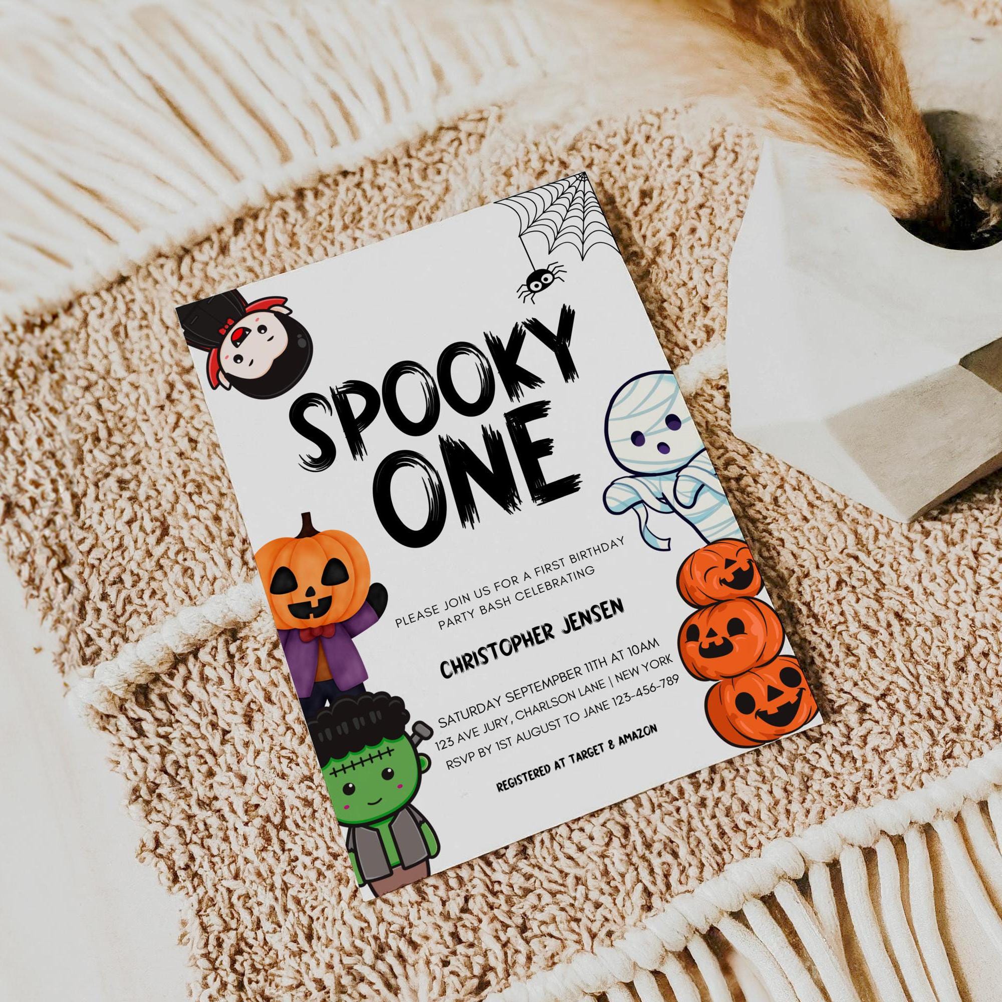Spooky One First Birthday Invitation, Editable Template, Halloween ...