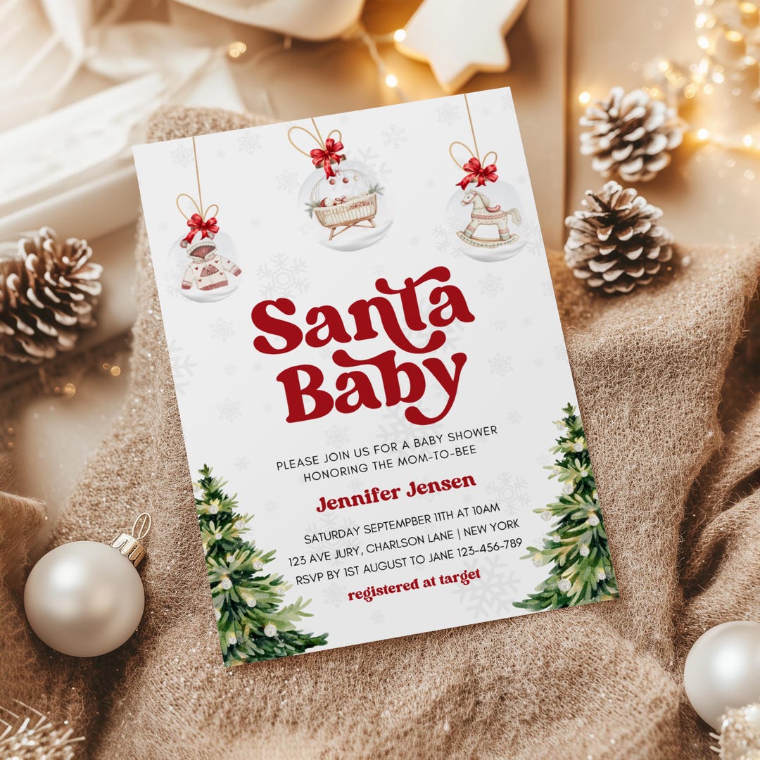 Santa Baby Shower Invitation, Winter Holiday Theme (digital Download ...