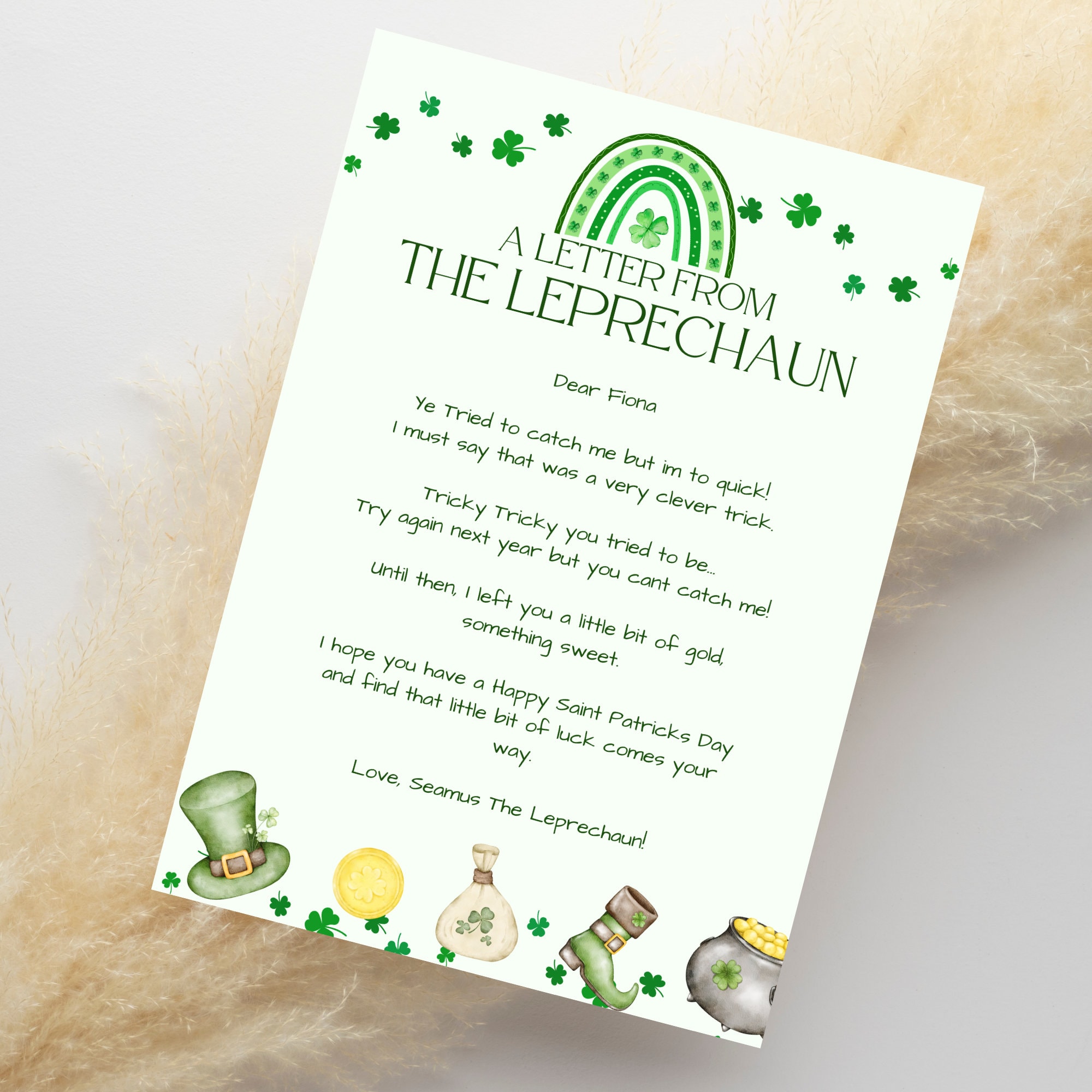 Leprechaun Letter Printable Template - Editable Letter From Leprechaun ...