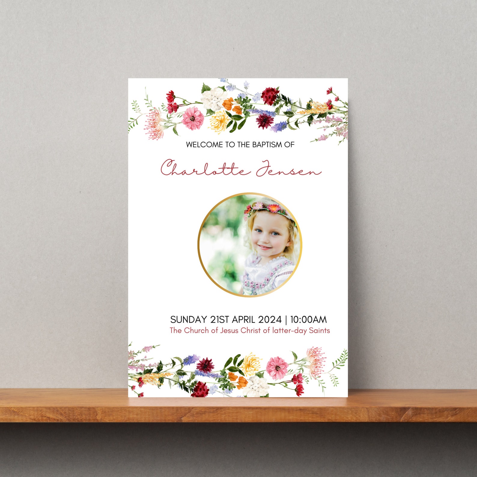 LDS Baptism Program Editable Template - Greenery Minimal Editable ...