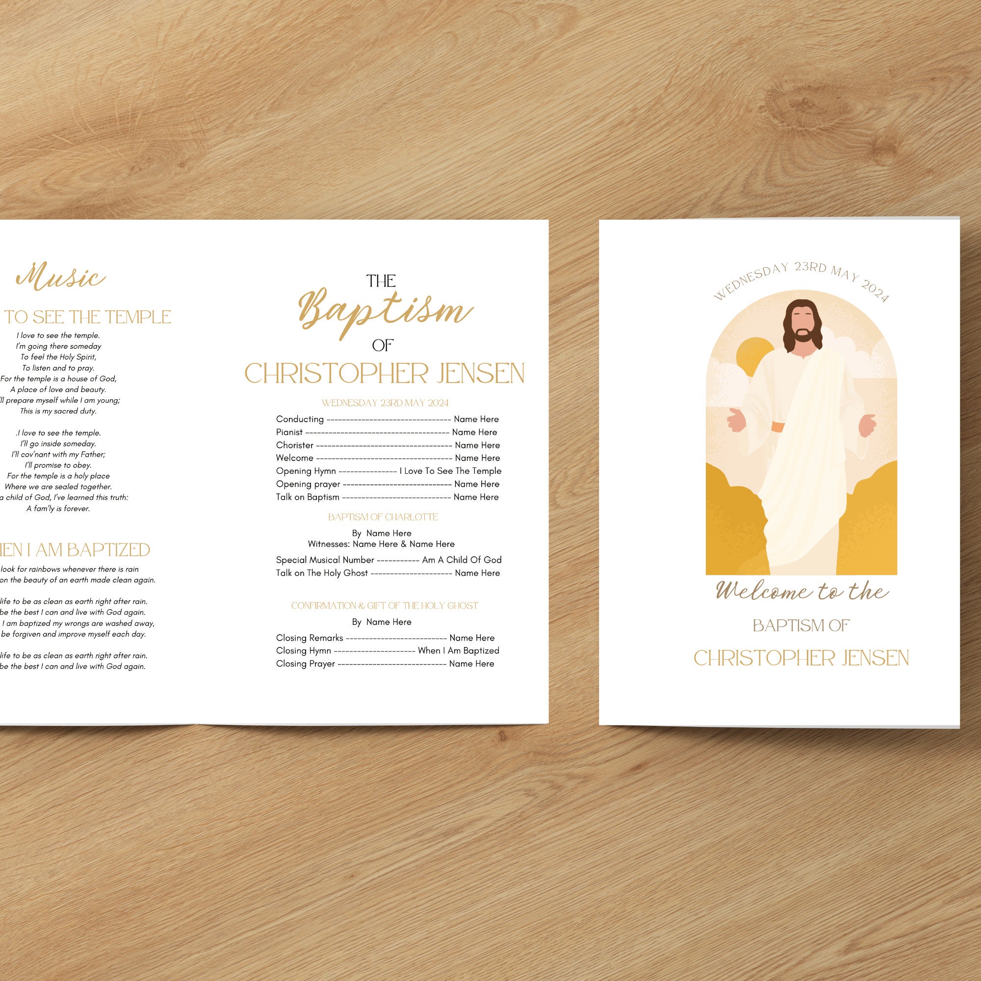 LDS Baptism Program Editable Template - Minimalistic Editable Template ...