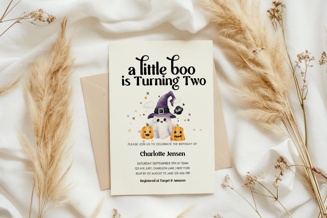 Little Boo Birthday Invitation, a Little Boo is Turning Two, Editable ...