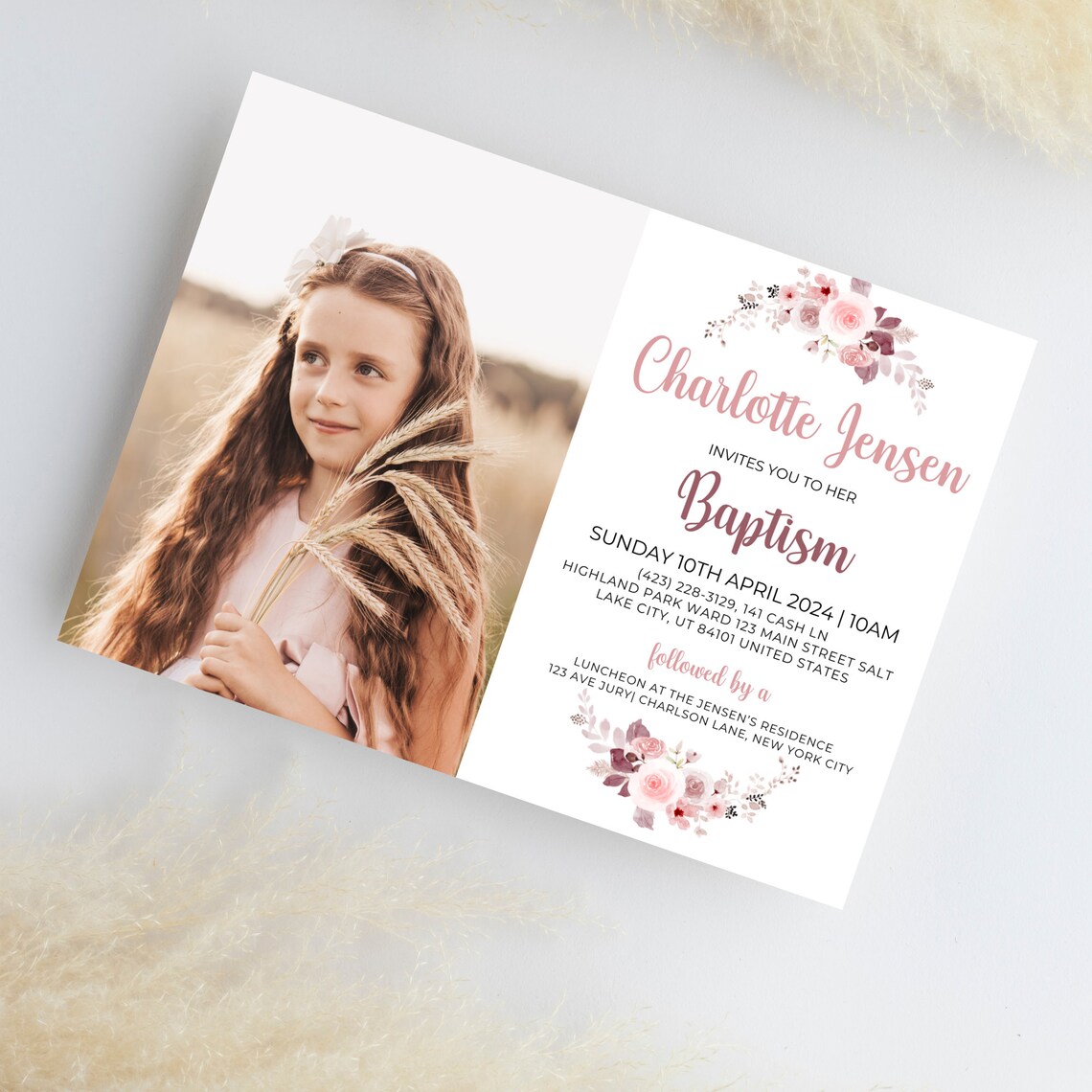 LDS Baptism Invitation Editable Template - Etsy
