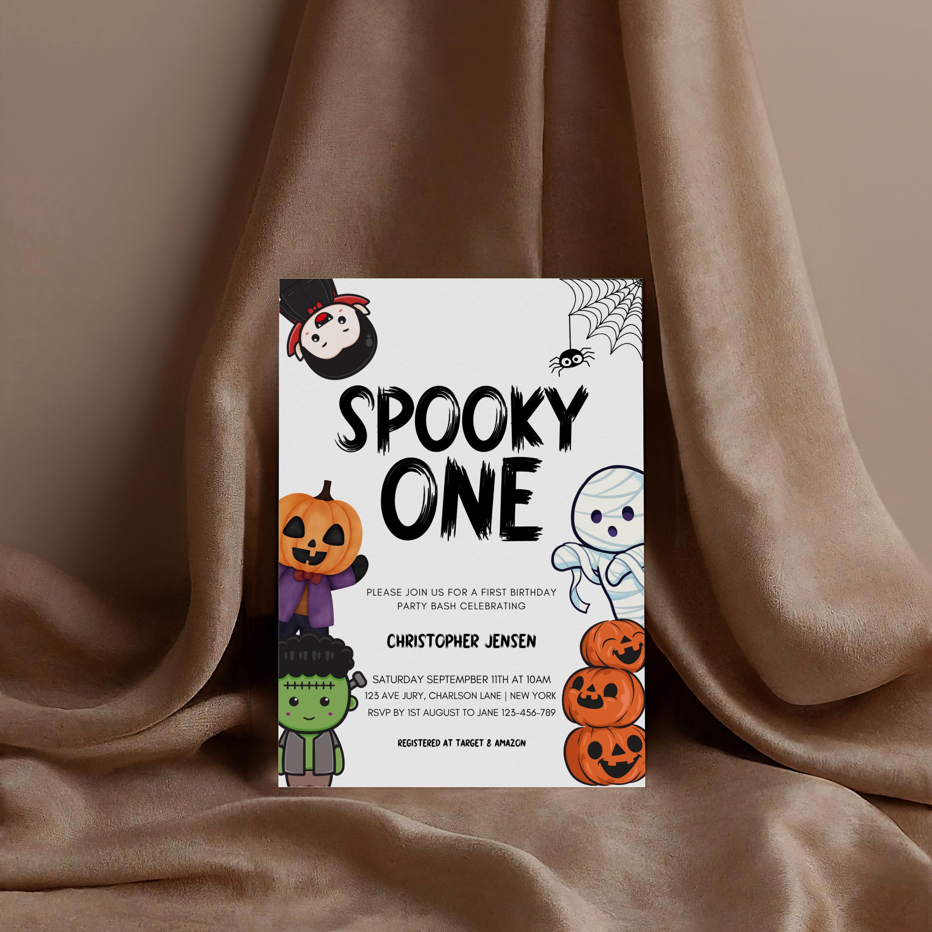 Spooky One First Birthday Invitation, Editable Template, Halloween ...