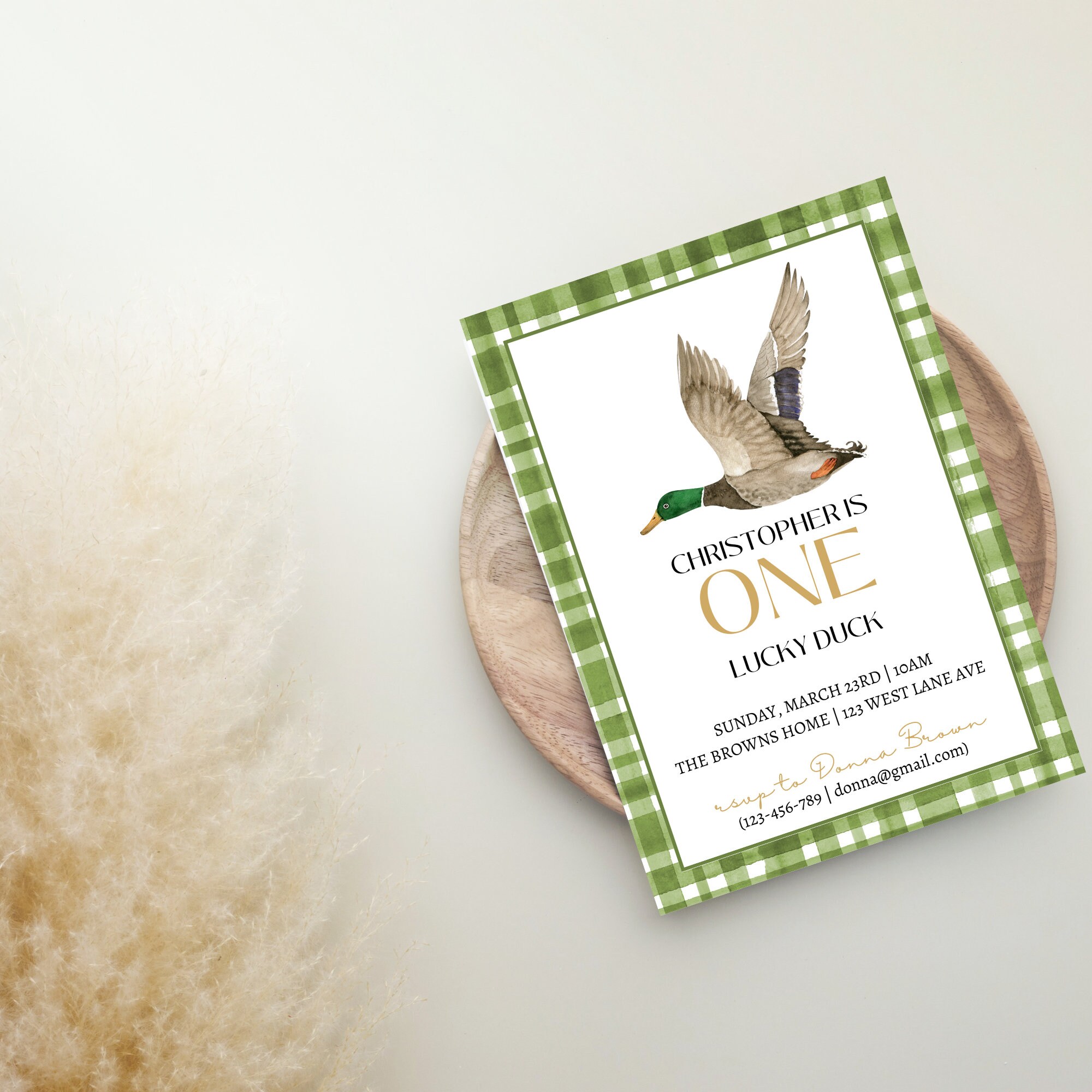 Duck First Birthday Invitation | Editable ONE Lucky Duck Birthday ...
