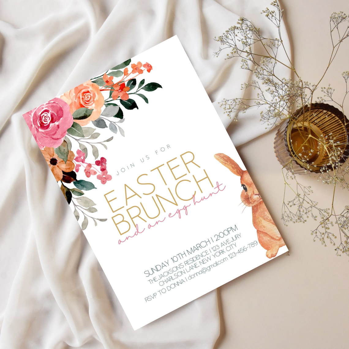 Easter Brunch Invitation Template Easter Holiday Brunch and Egg Hunt ...