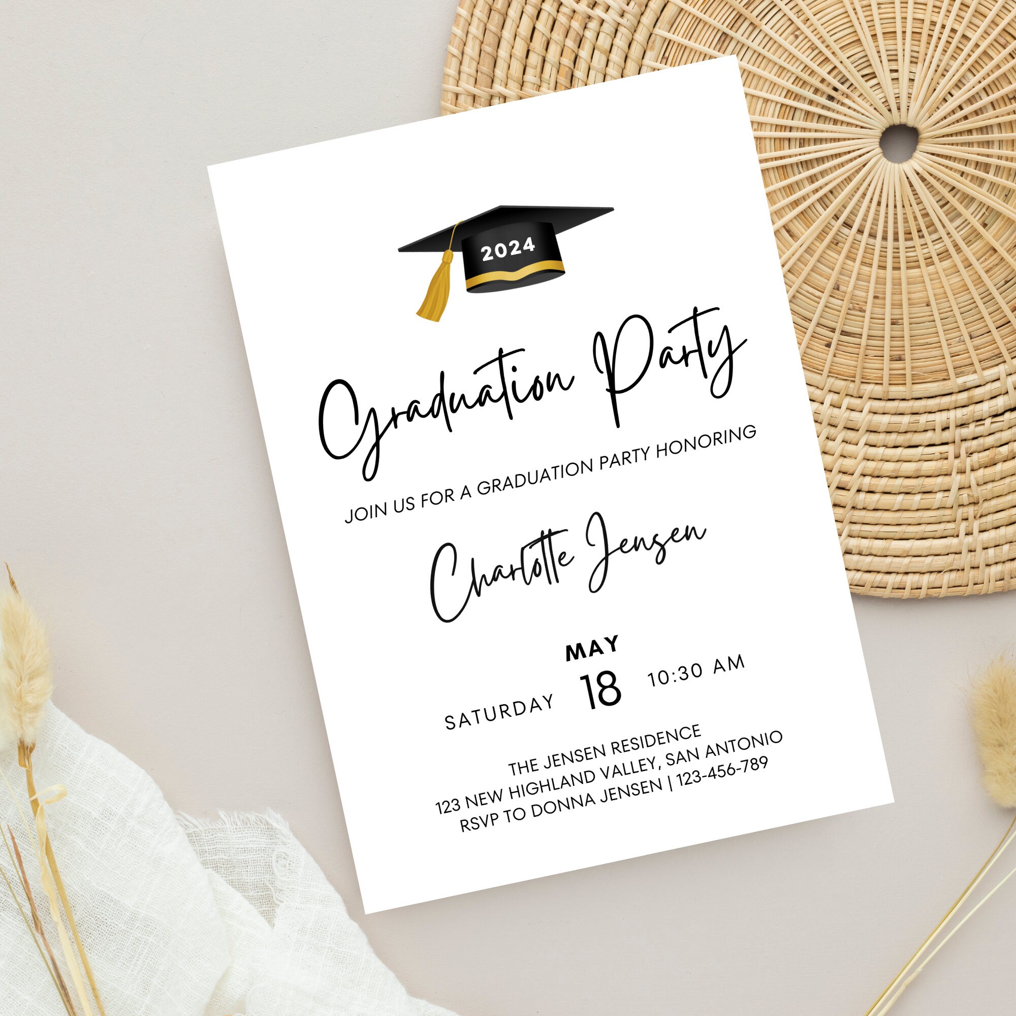 Minimalist Graduation Party Invitation - Senior Announcement, Grad ...