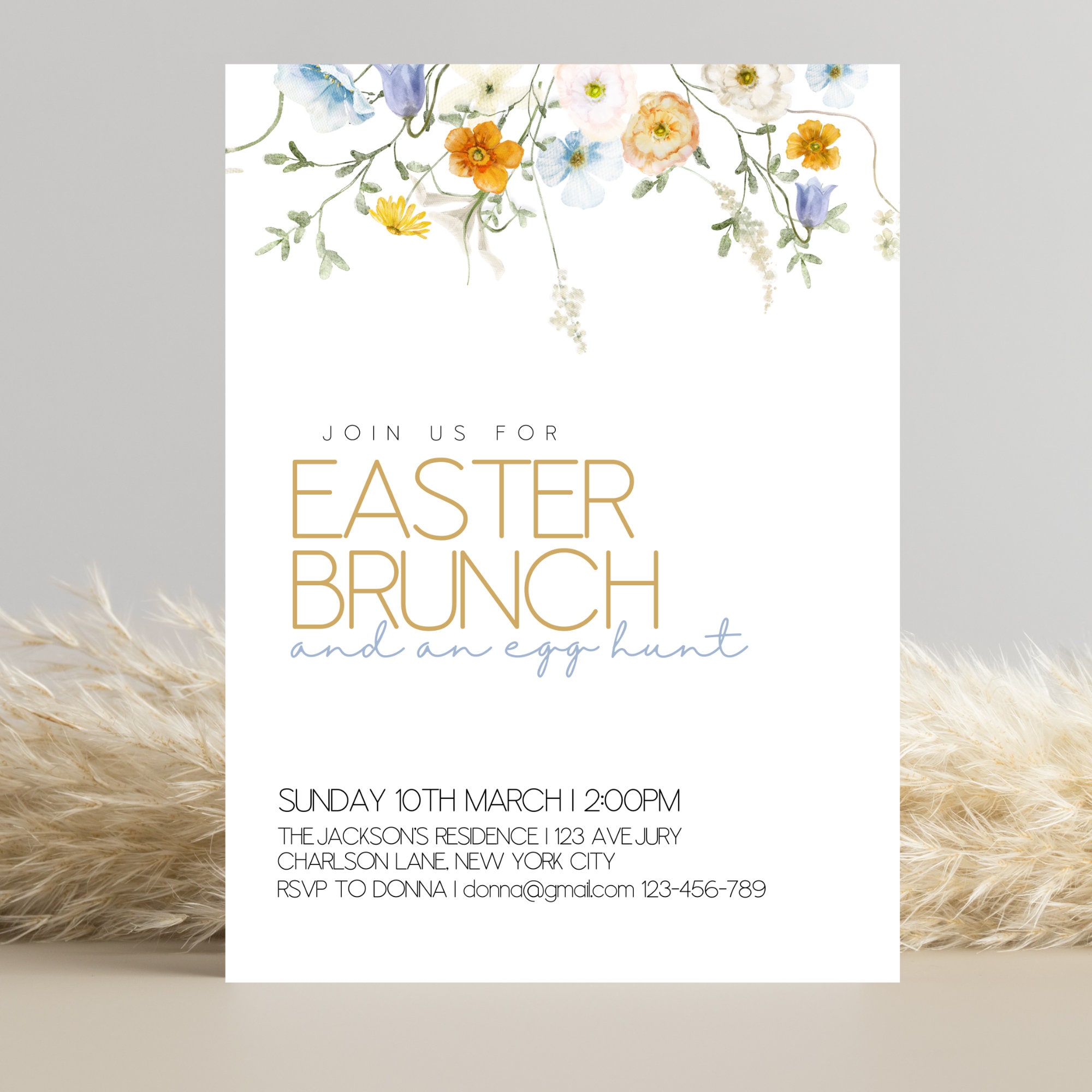 Easter Brunch Invitation Template Easter Invite, Brunch and Egg Hunt ...