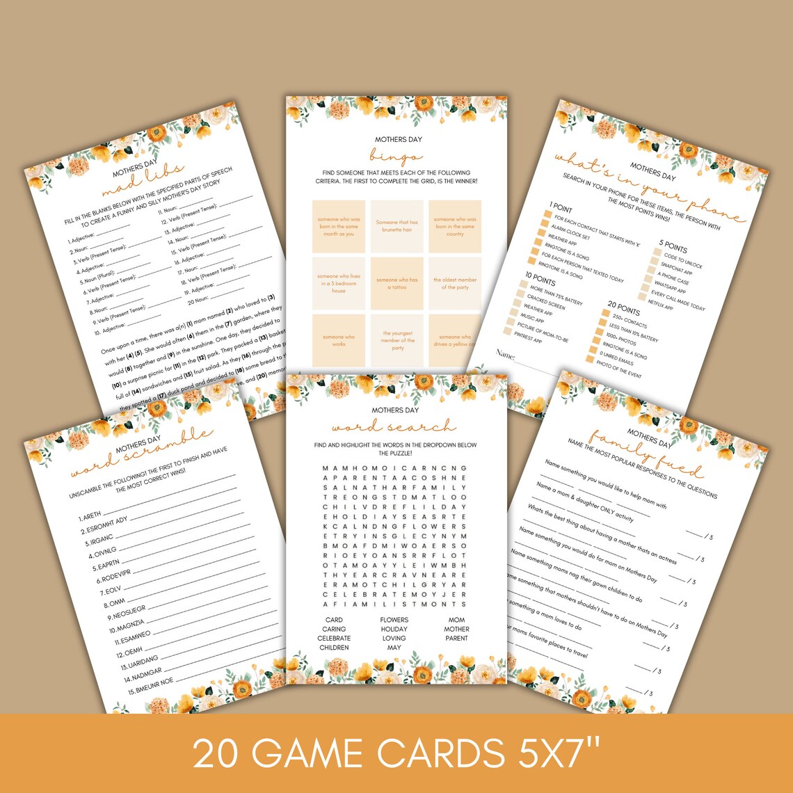 Mother's Day Games Bundle Templates Editable Games Bundle, Mothers Day ...