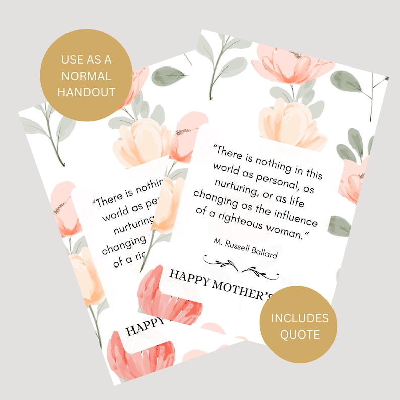 LDS Mothers Day Printable, Mothers Day Ministering Card, Mothers Day ...