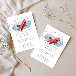 Editable Aviation Theme 1st Birthday Invitation - Instant Download ...