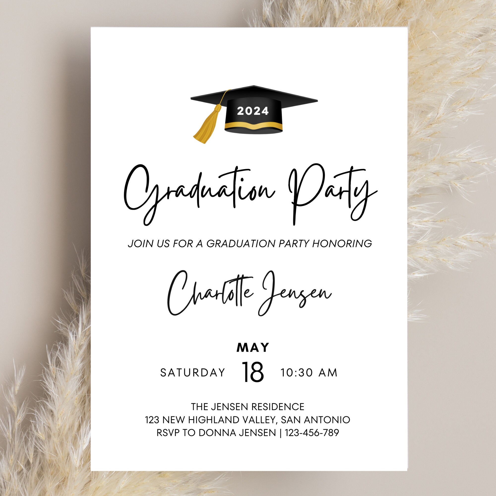 Minimalist Graduation Party Invitation - Senior Announcement, Grad ...
