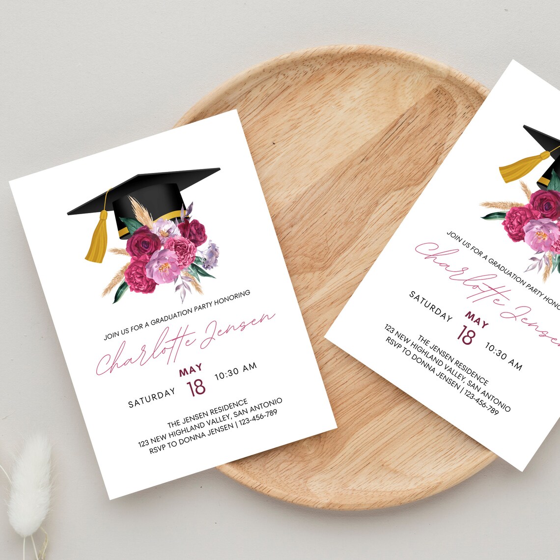 Boho Minimalist Graduation Party Invitation Senior Announcement, Grad ...
