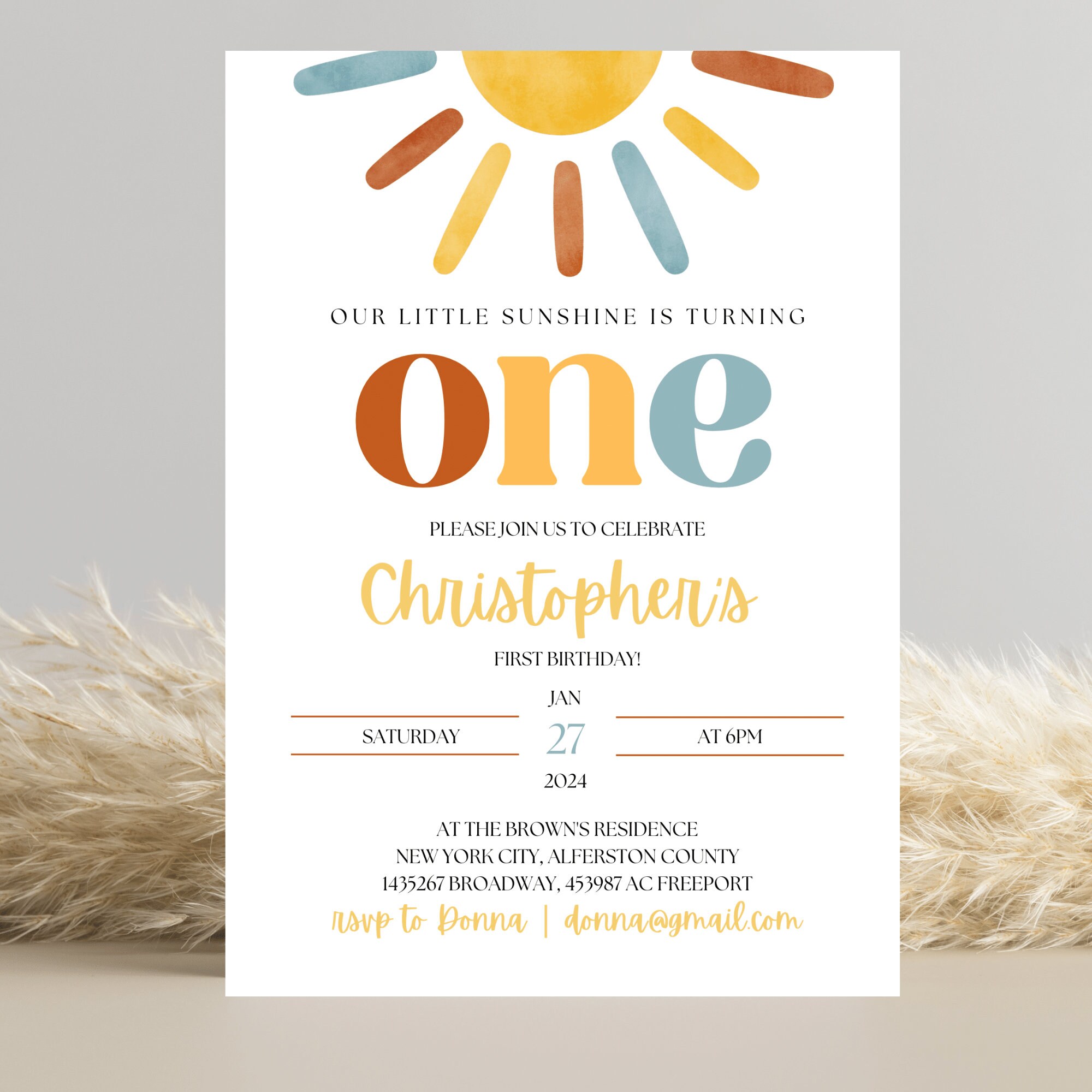 Sunshine First Birthday Invite 'you Are My Sunshine' Themed First ...