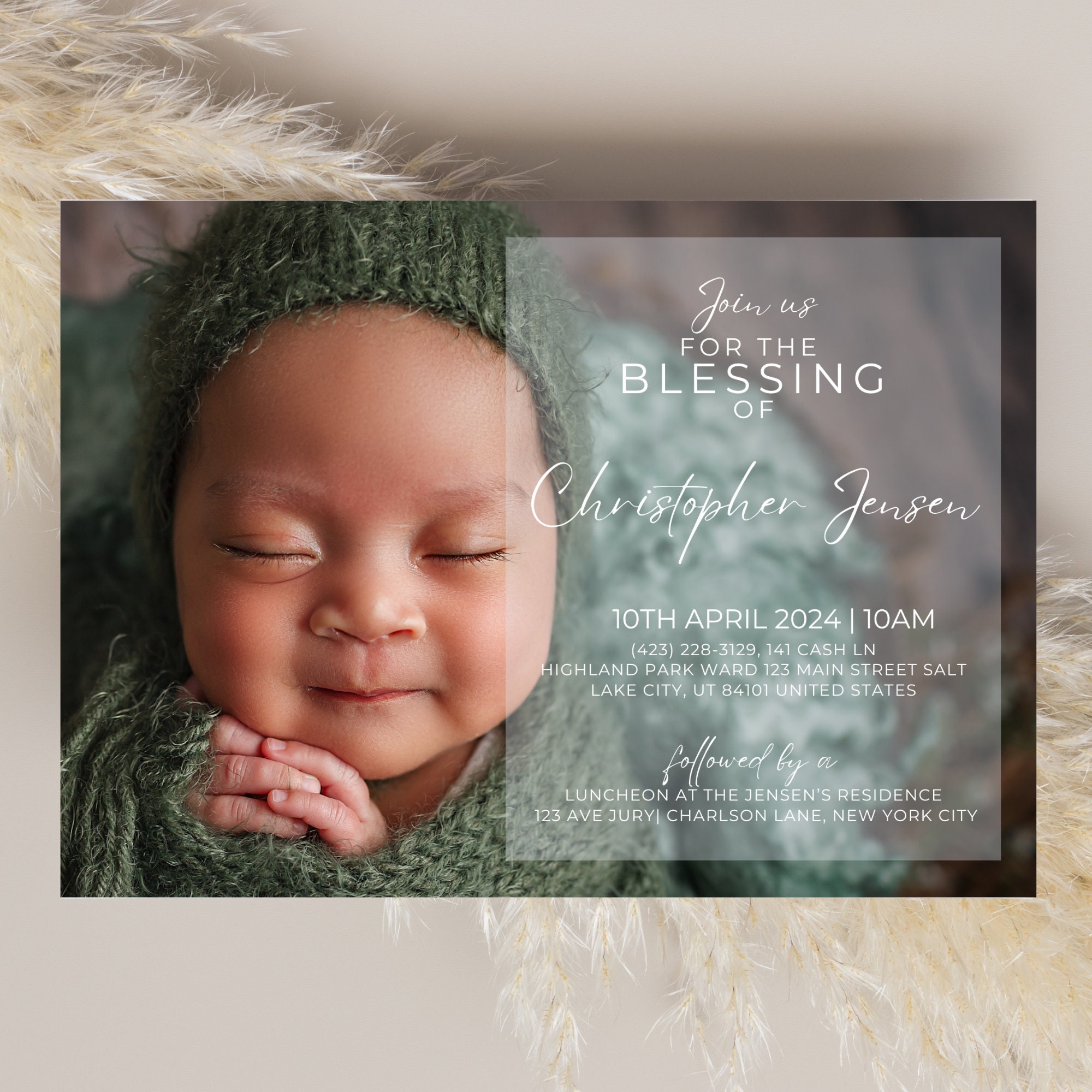 LDS Baby Blessing Invitation | Minimalistic Christening Invite Template ...