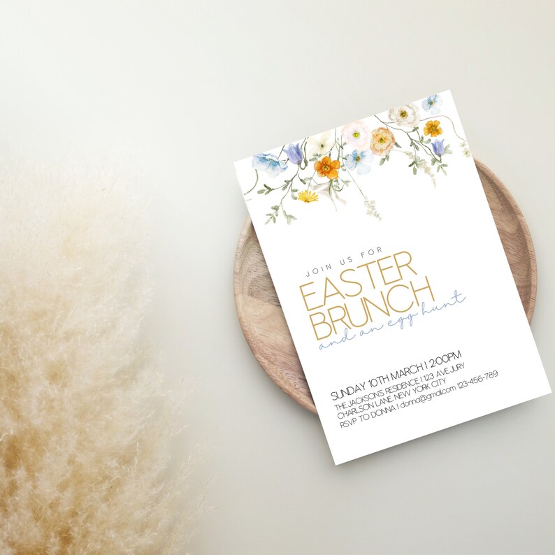 Easter Brunch Invitation Template Easter Invite, Brunch and Egg Hunt ...